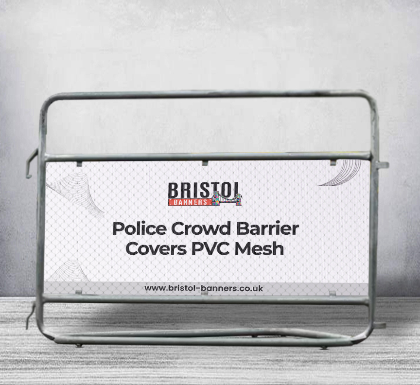 Police Crowd Barrier Covers & Banners Same Day & Next Day Printing Bristol
